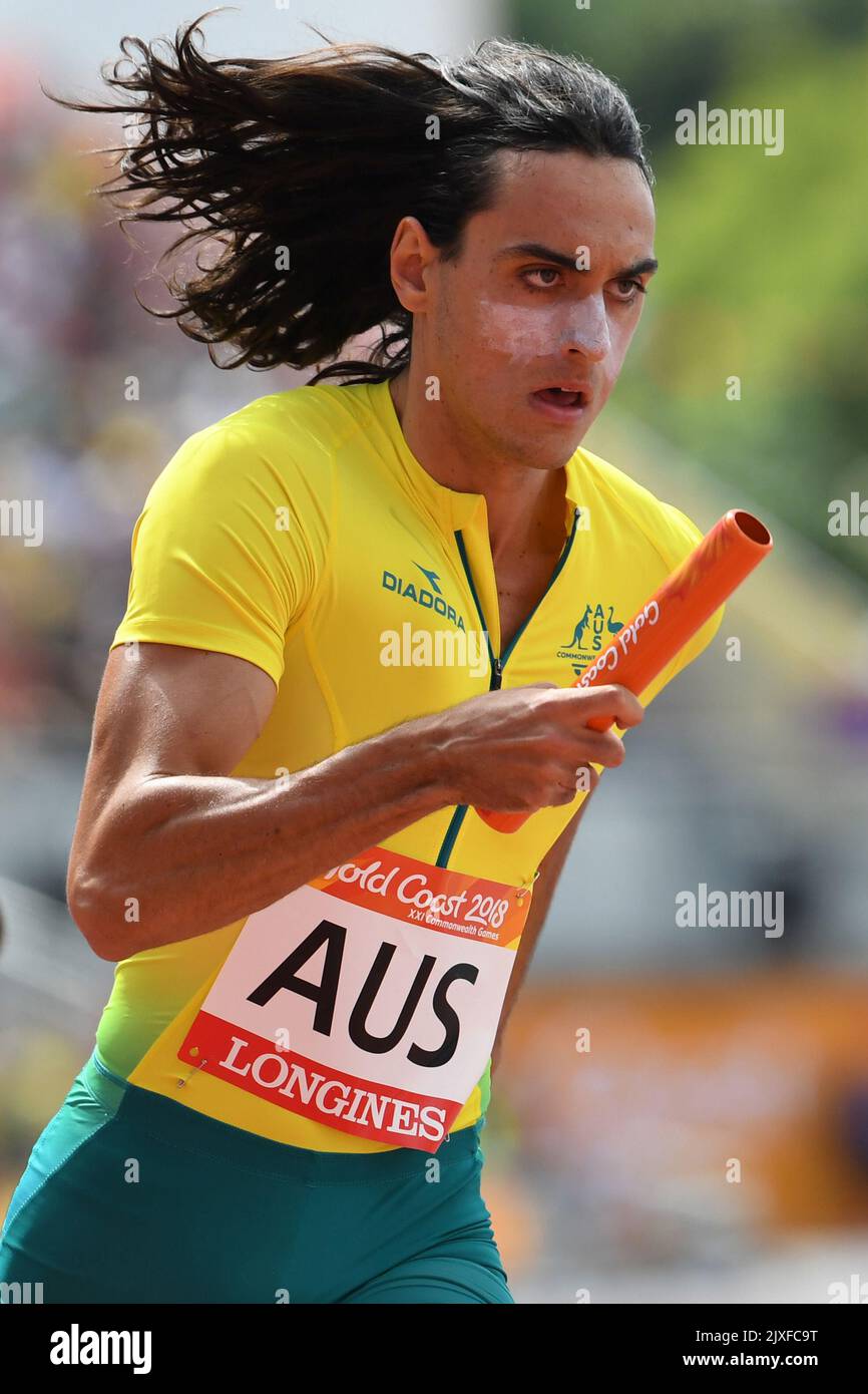 Daniel Mowan of Australia during the Men's 4x400m Relay heats on day ...