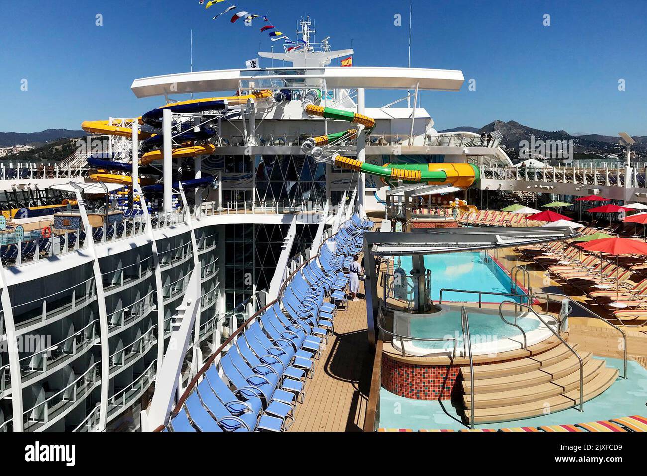 The pool deck (with 11 large whirlpools, three swimming pools, four ...