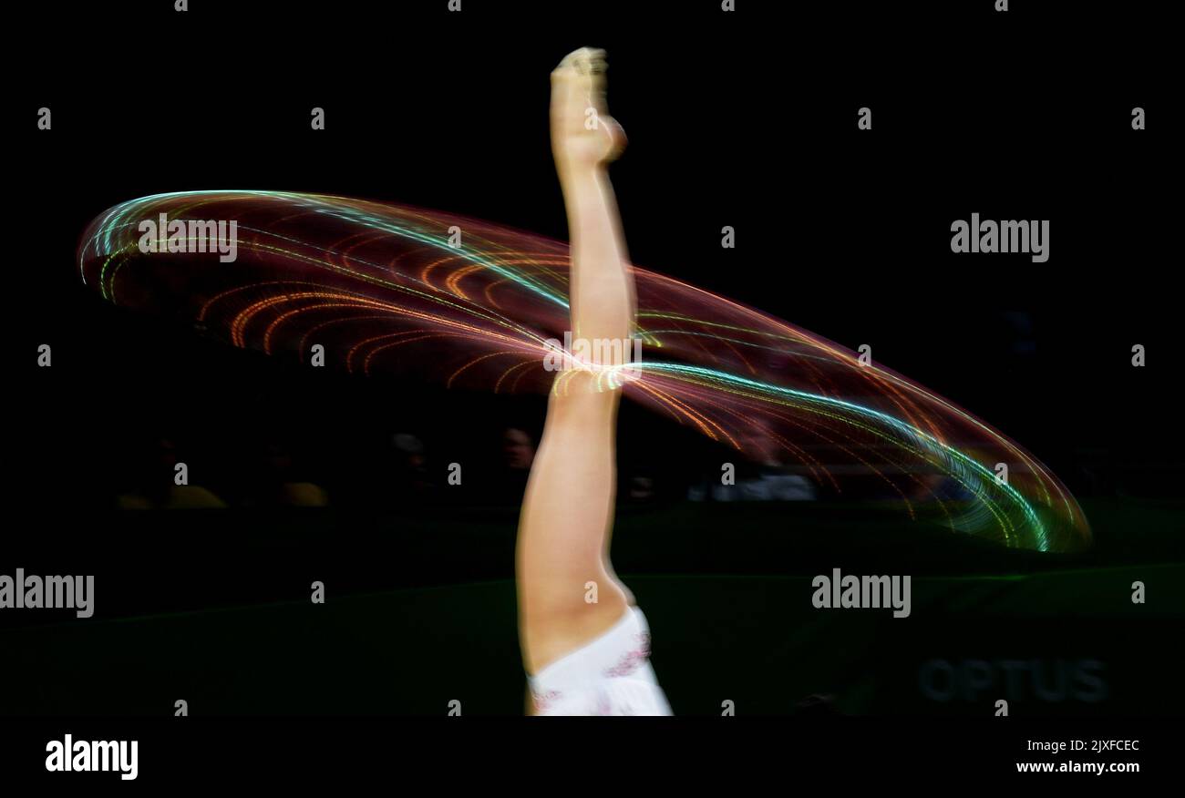 Laura Halford of Wales during the Rhythmic Gymnastics Hoop final on day ...