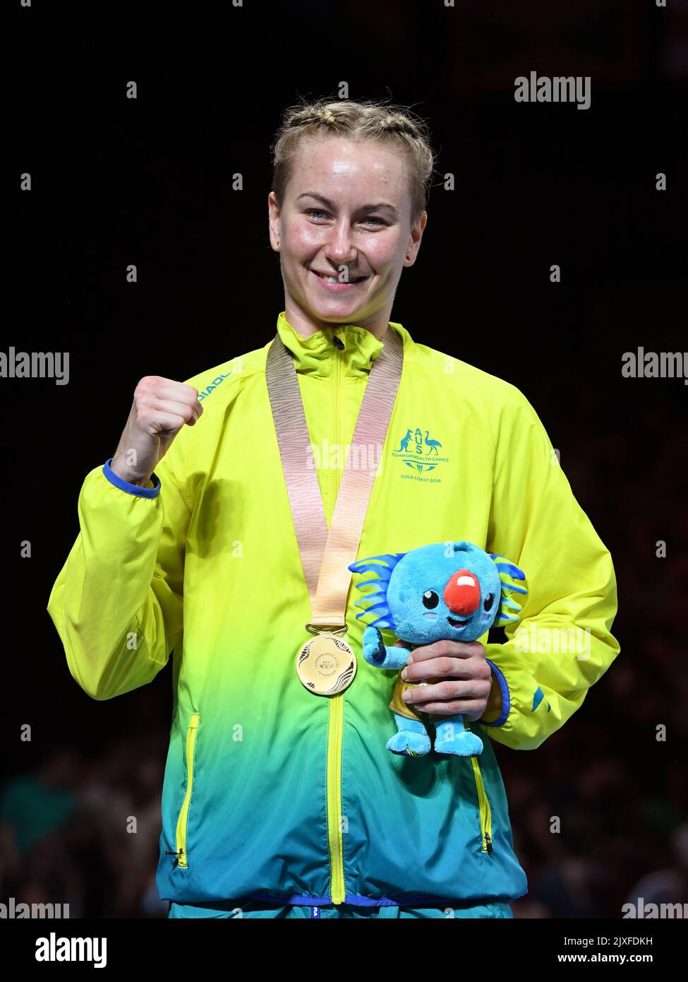 Anja Stridsman of Australia is seen during the medal ceremony after ...