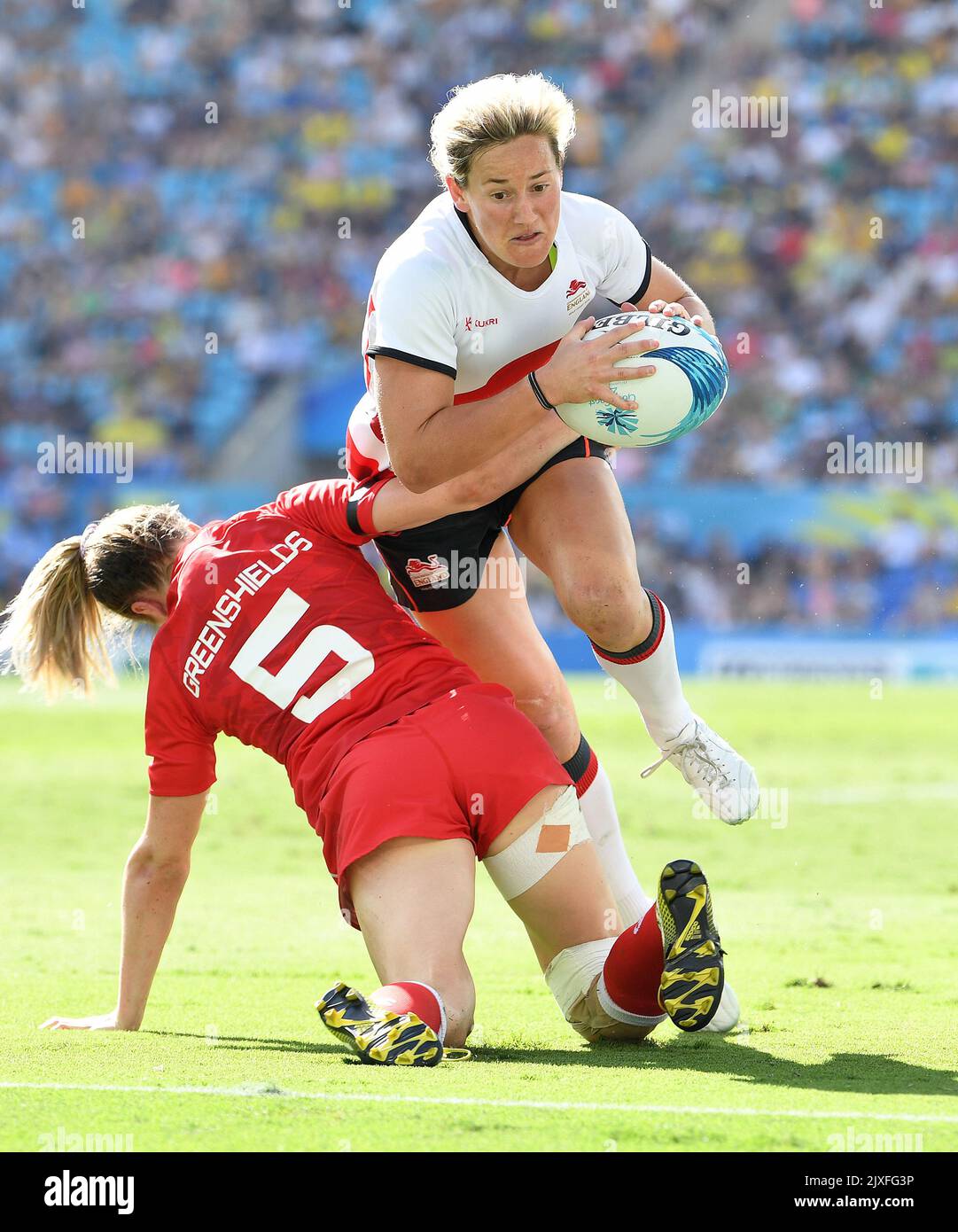 Claire Allan Of England Before Scoring A Try During The Xxi