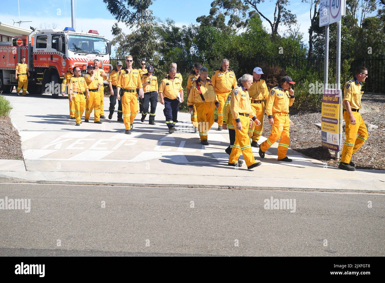 Volunteer fire fighters are seen on duty at Menai Rural Fire Service ...