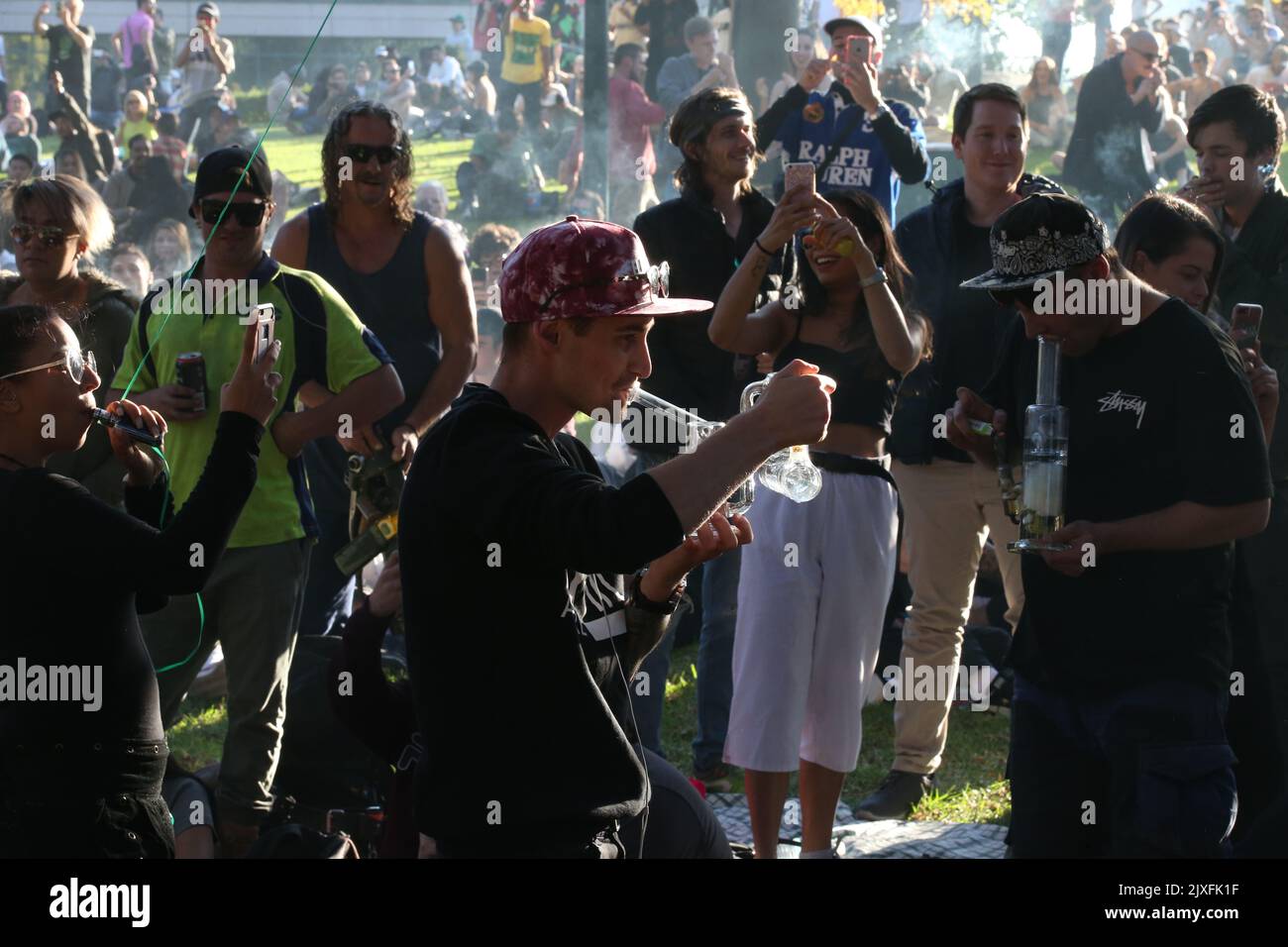 People are seen at the Melbourne Free Cannabis Community 420 Rally held ...