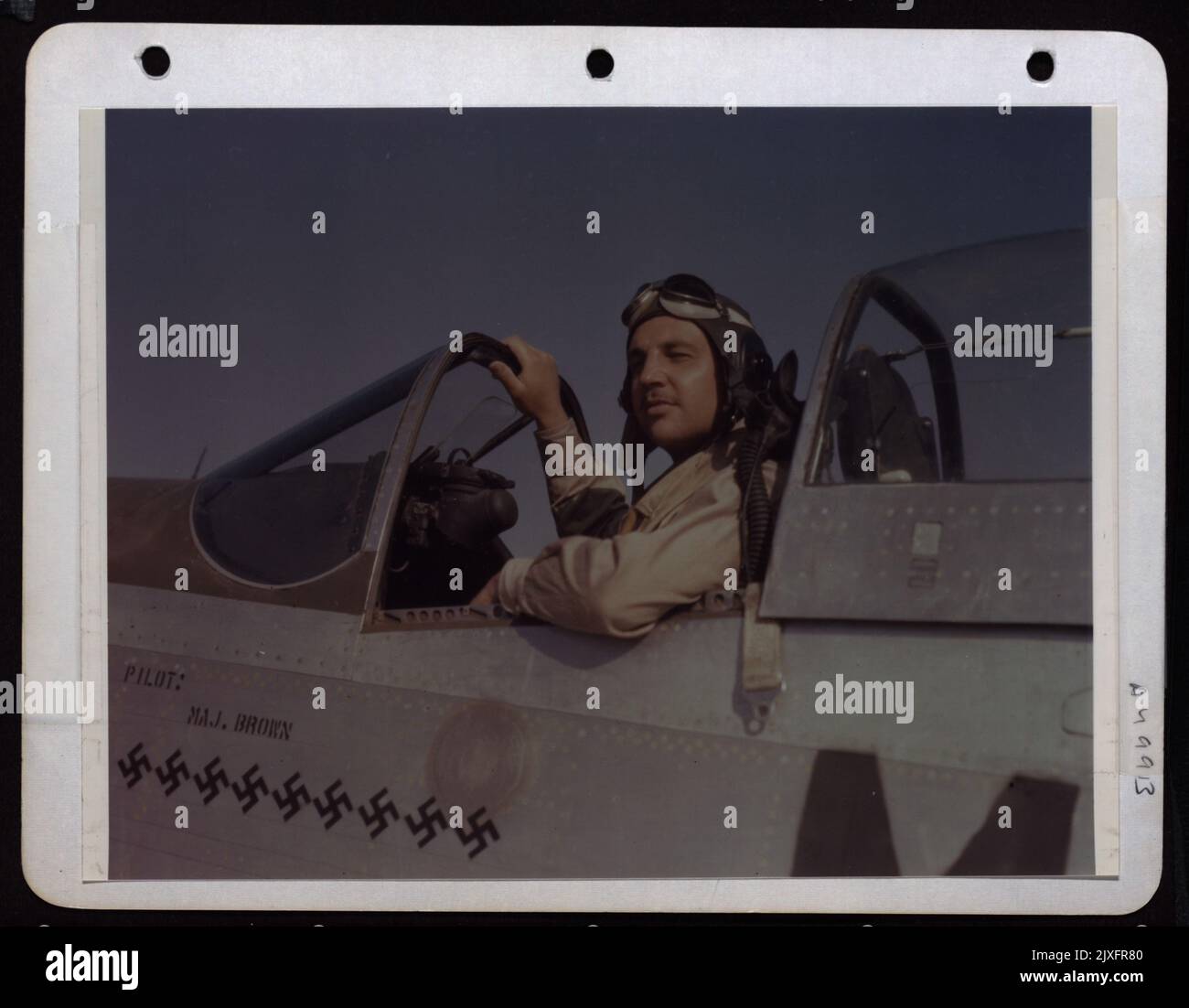 Major Sam J. Brown In The Cockpit Of His P-51 Somewhere In Italy Stock ...