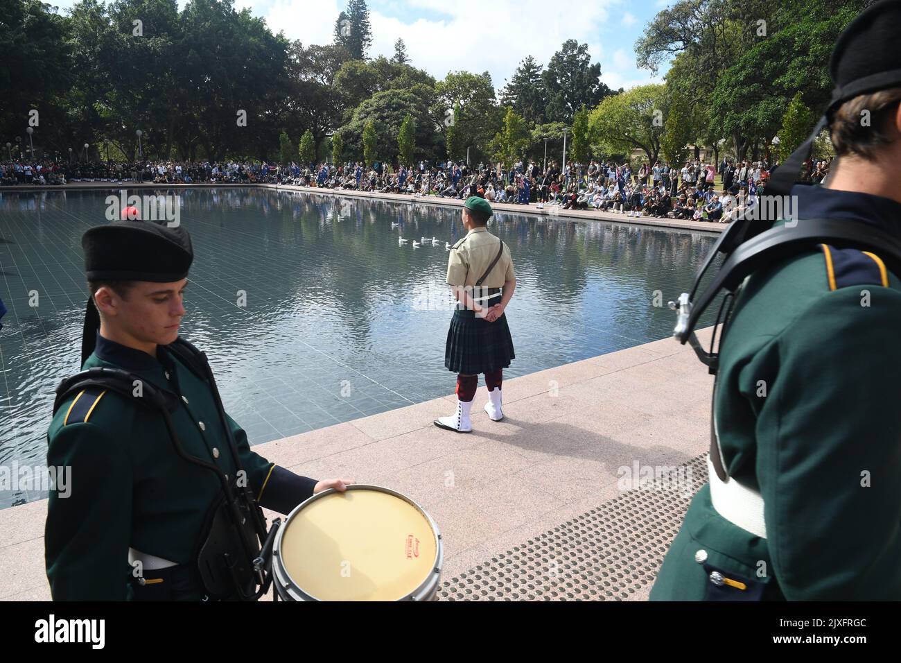 Anzac memorial service at the pool of reflection in Hyde Park after the ...