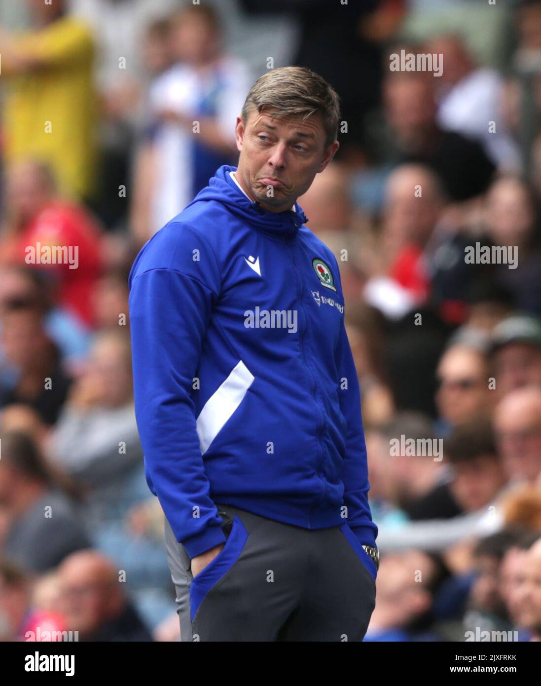 Blackburn Rovers manager Jon Dahl Tomasson reacts on the touchline ...