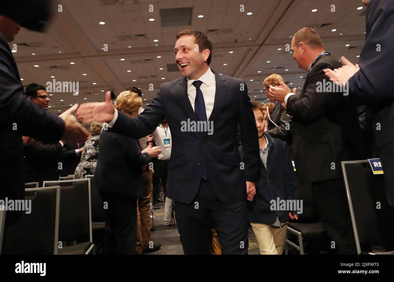 Opposition Leader Matthew Guy arrives to address the Victorian Liberal ... Opposition Leader Matthew Guy arrives to address the Victorian Liberal ...