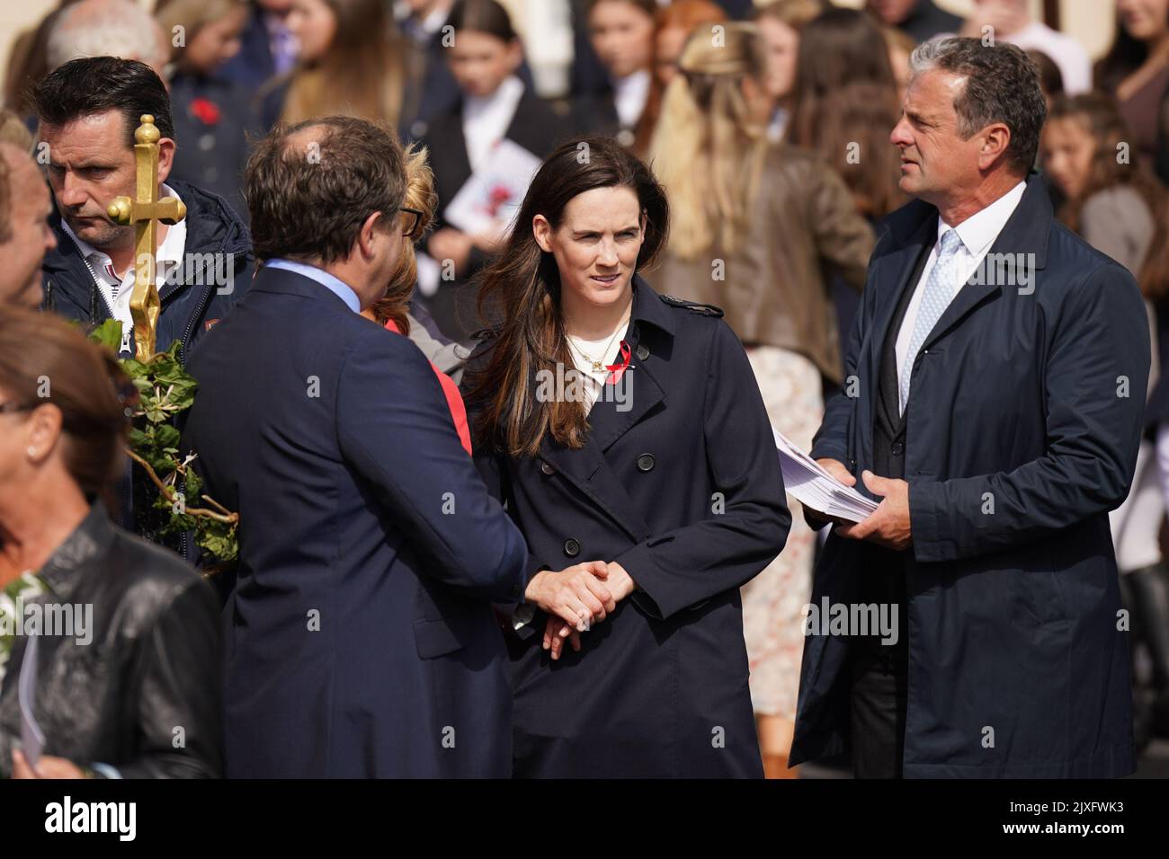 Jockey Rachael Blackmore (centre) arriving for the funeral for Jack de ...