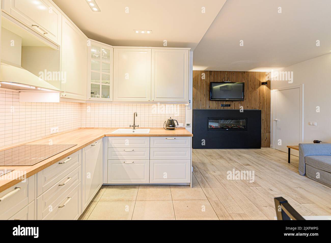 Russia, Moscow- May 21, 2020: interior apartment kitchen and dining ...