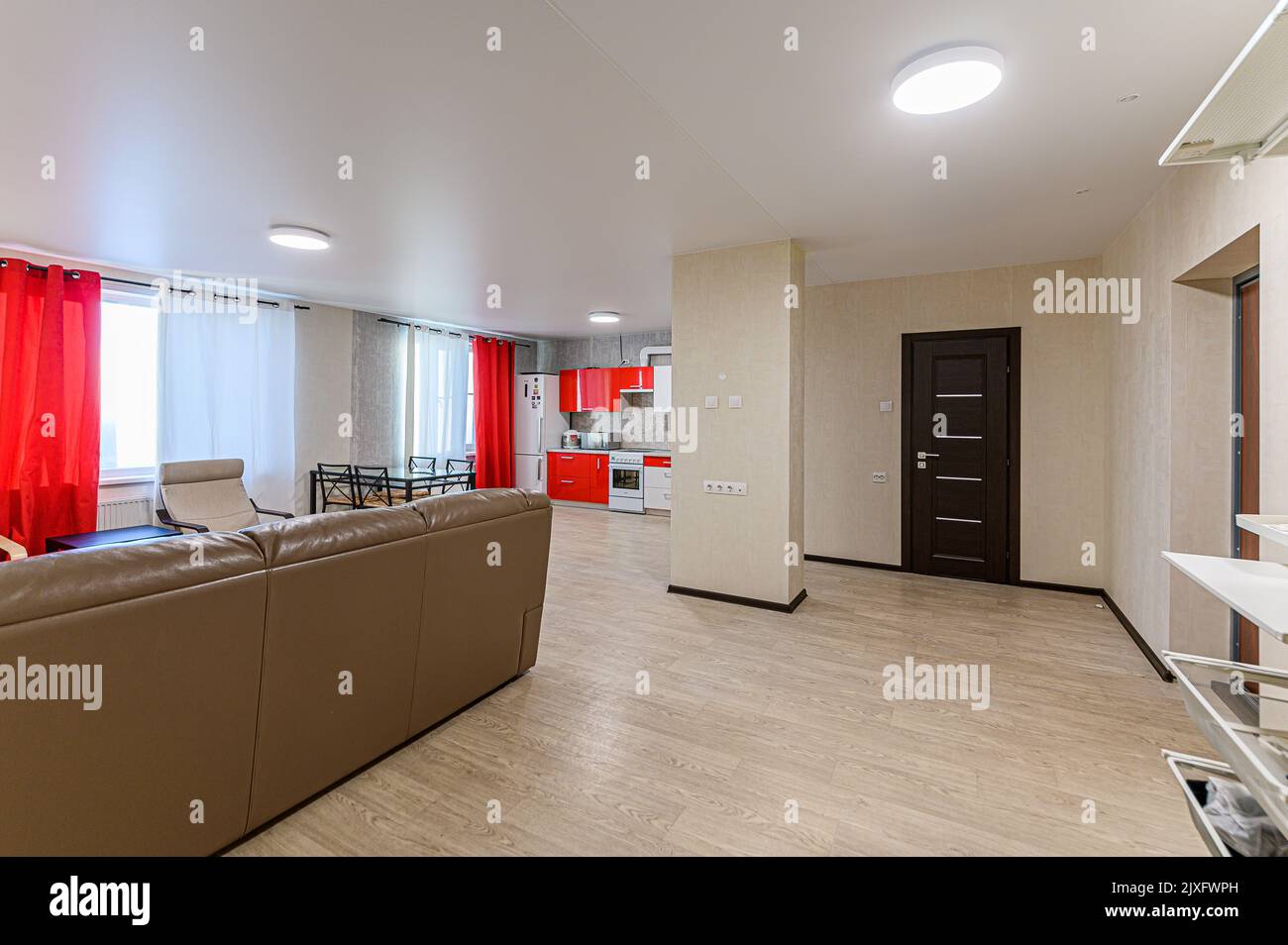 Russia, Moscow- May 21, 2020: interior apartment kitchen and dining ...