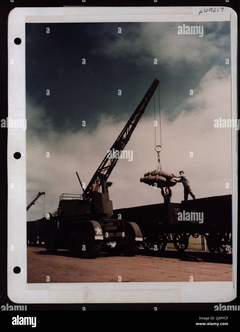 Ordance Crew Unloading Bombs From British 'Wagon' To Be Stacked In Bomb ...