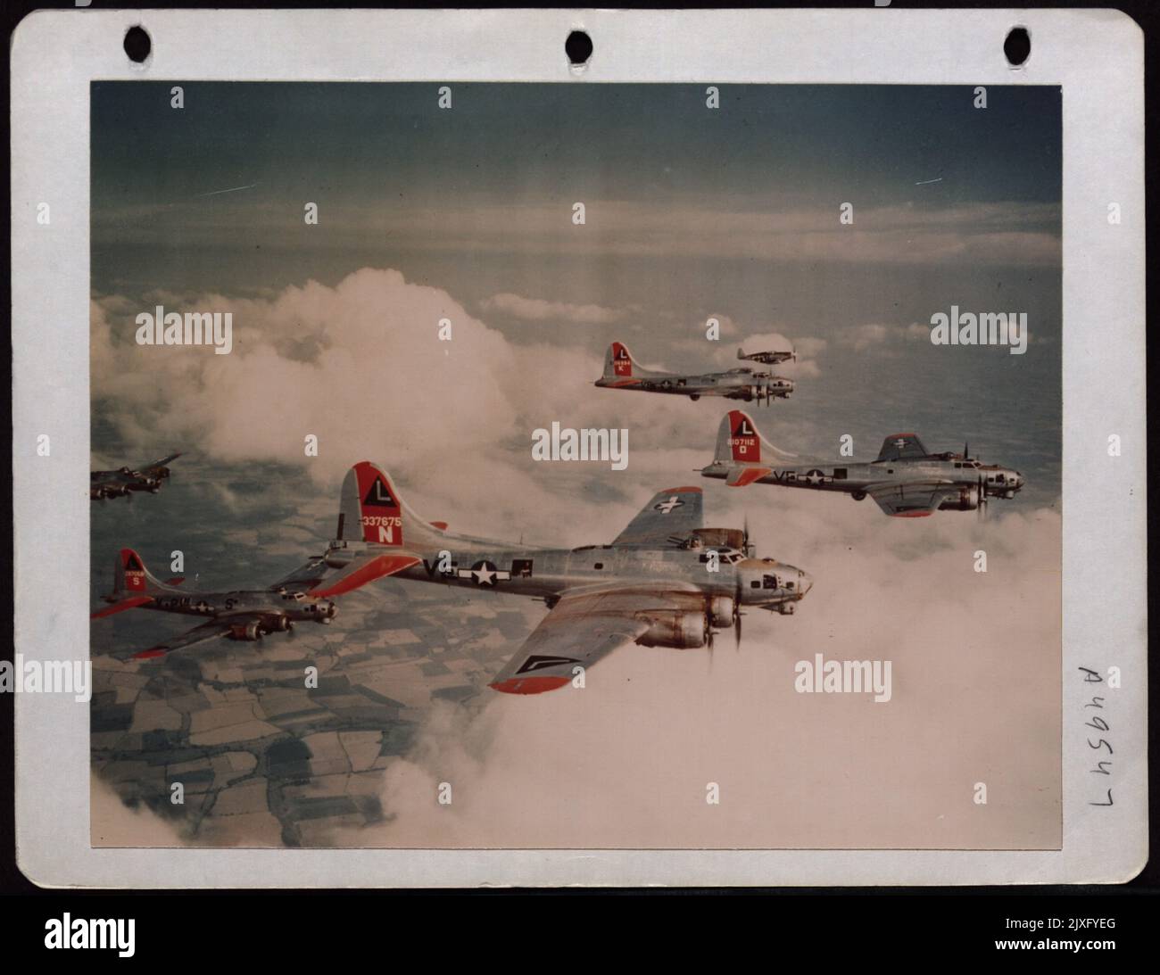 A Formation Of B-17 Flying Fortress Of The 8Th Af Escorted By A P-51 ...