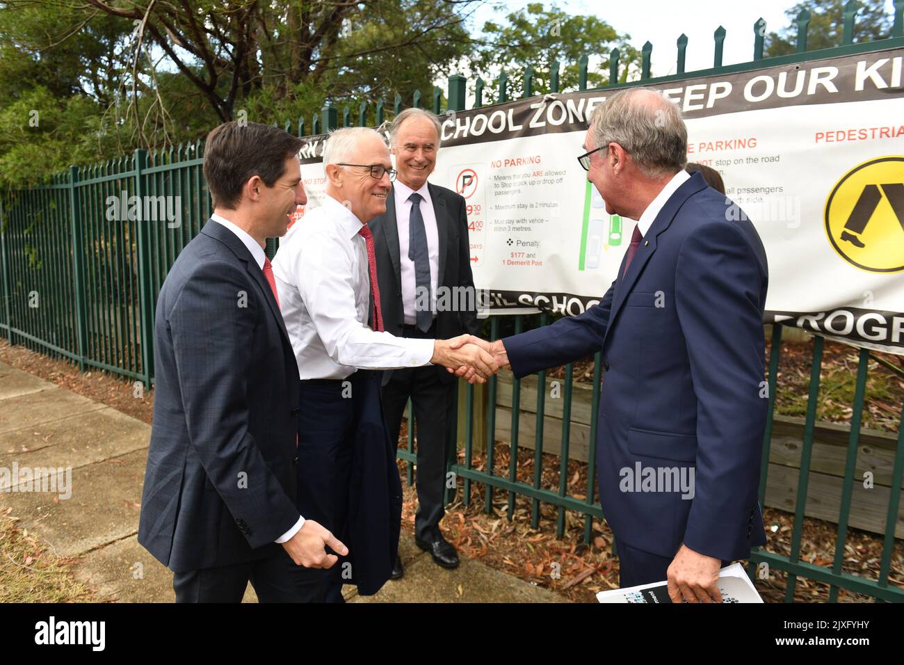 (L-R) Minister for Education Simon Birmingham, Prime Minister Malcolm ...