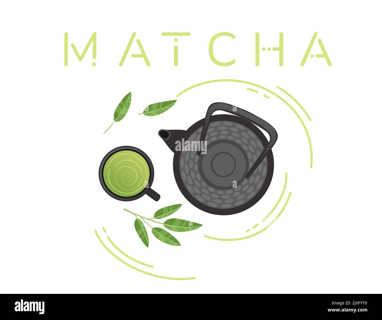 Traditional tools for tea ceremony matcha tea vector illustration on ...