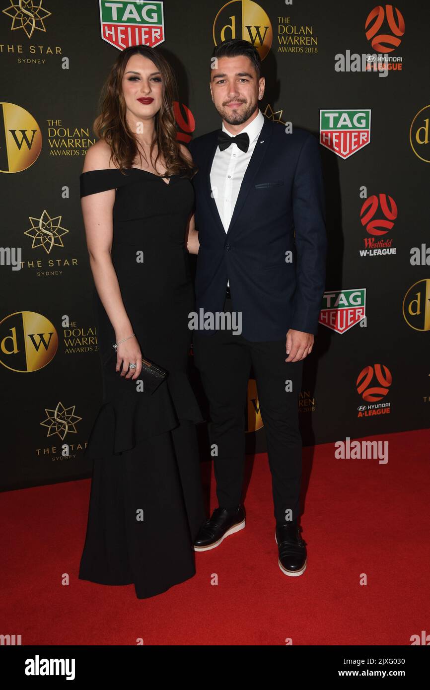 A-League player Dimitri Petratos (right) and his wife Samantha Petratos ...