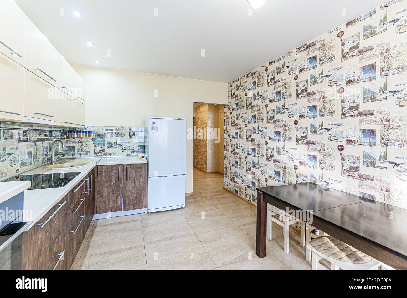 Russia, Moscow- May 21, 2020: interior apartment kitchen and dining ...