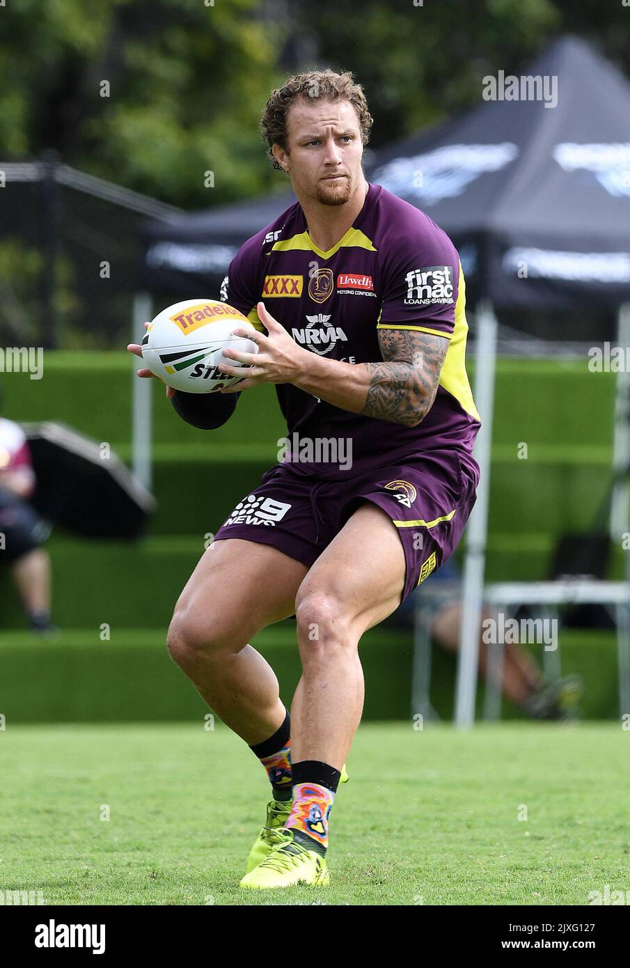 Korbin Sims looks on during the Brisbane Broncos training session at ...