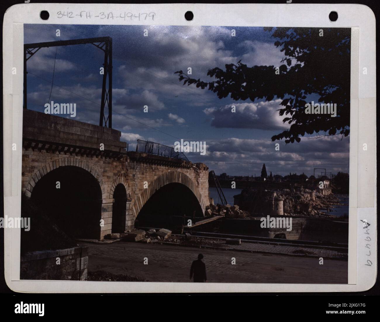 Railroad Bridge At Orleans, France Damaged By U. S. Bombers On 15 June ...
