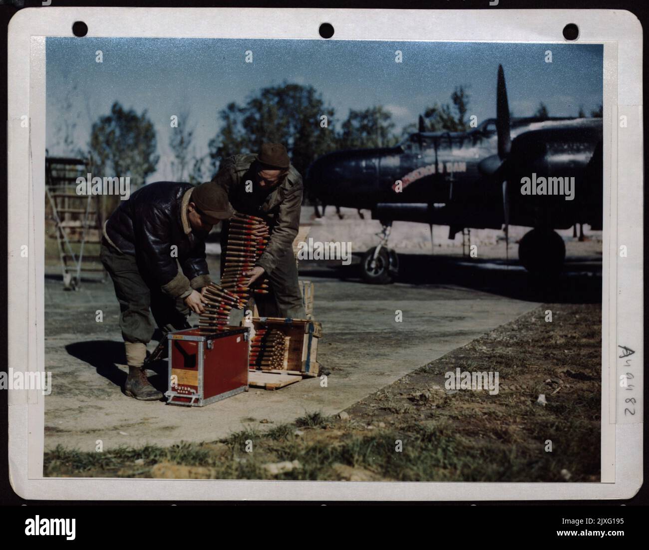 Ninth Af Armament Men Load 20Mm Shells In A Box For The Northrop P-61 ...