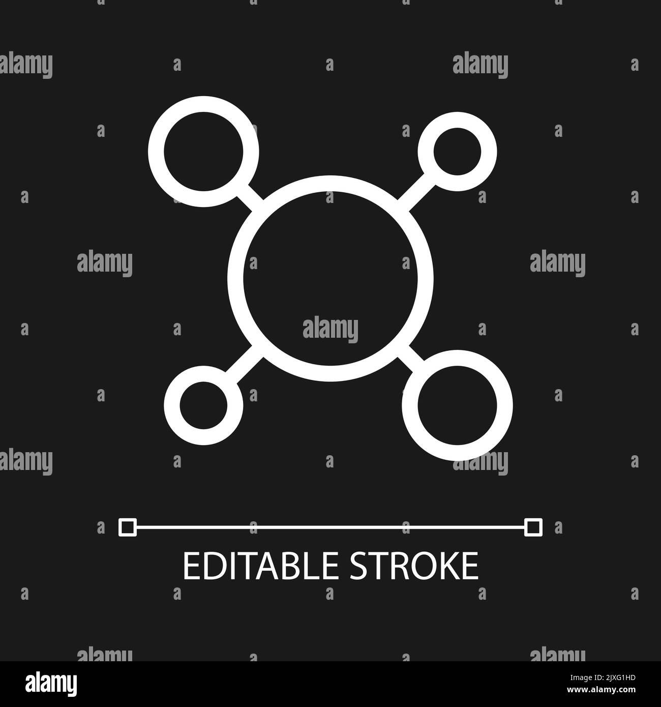 Structure of molecules pixel perfect white linear ui icon for dark ...