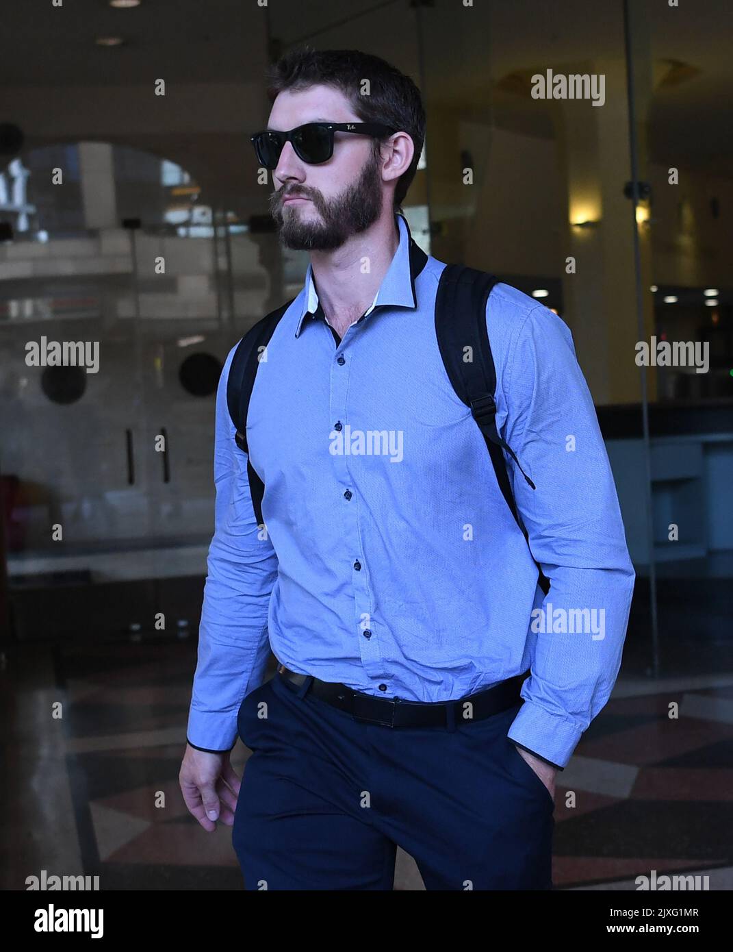 Timothy Patterson leaves the Downing Centre Court in Sydney, Thursday ...