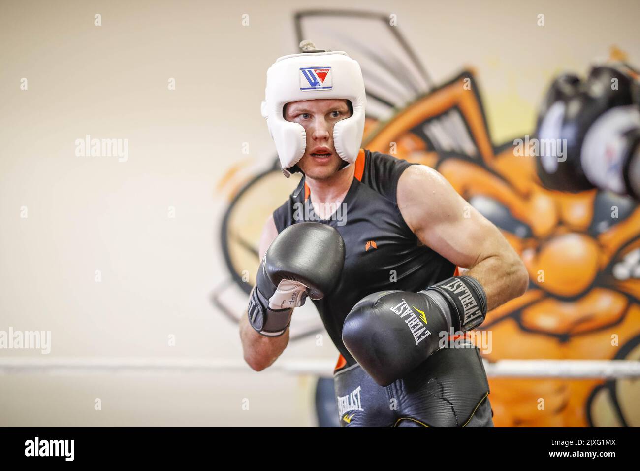 Australian Boxer Jeff Horn spars at his training base in Stretton ...