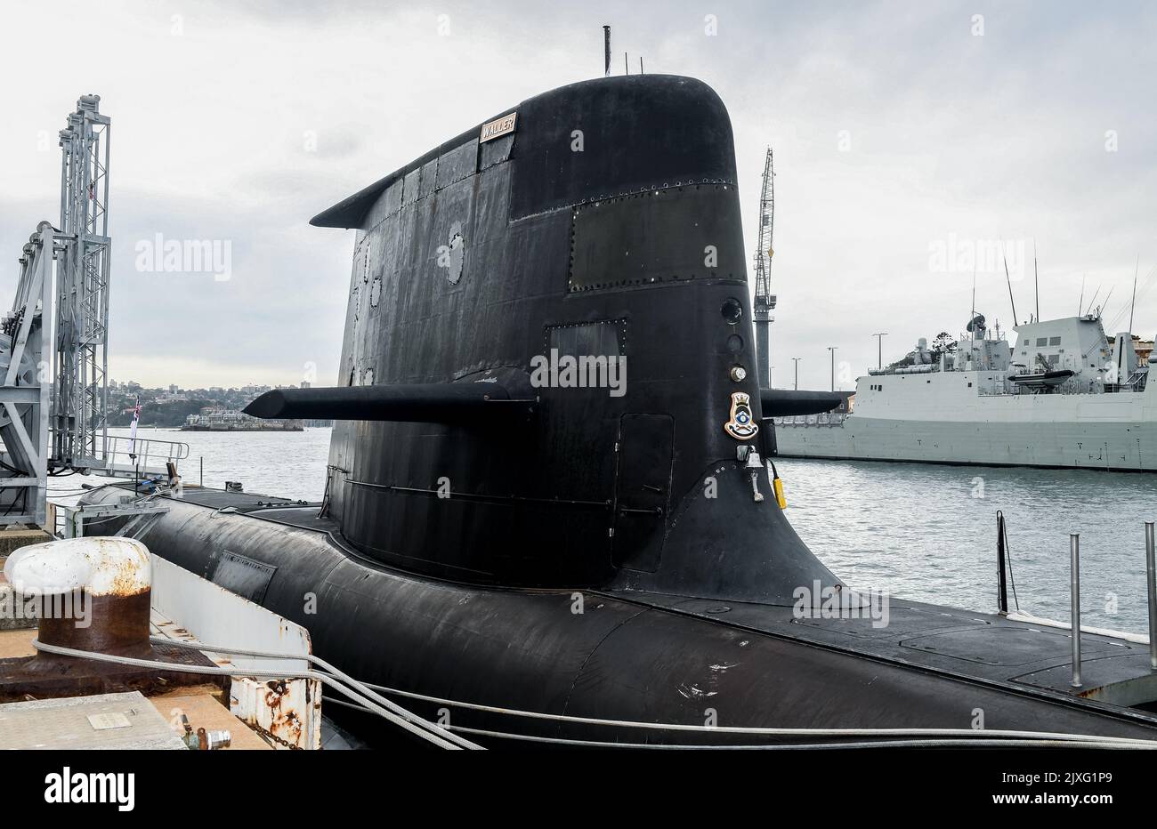 A general view of HMAS Waller, one of six Collins class submarines of ...