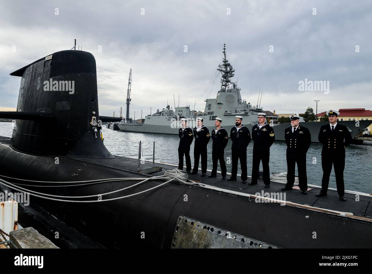 Navy personal stand on the HMAS Waller, one of six Collins class ...