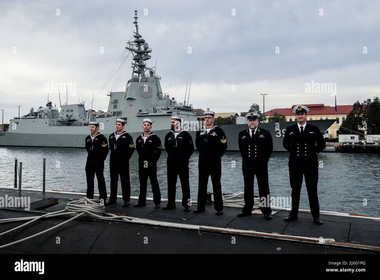 Navy personal stand on the HMAS Waller, one of six Collins class ...