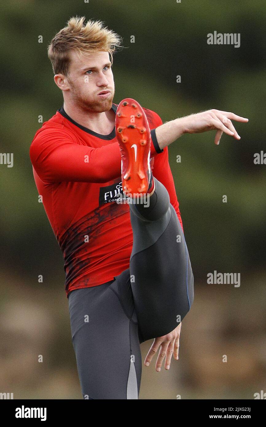 James Stewart in action during an Essendon Football Club training ...