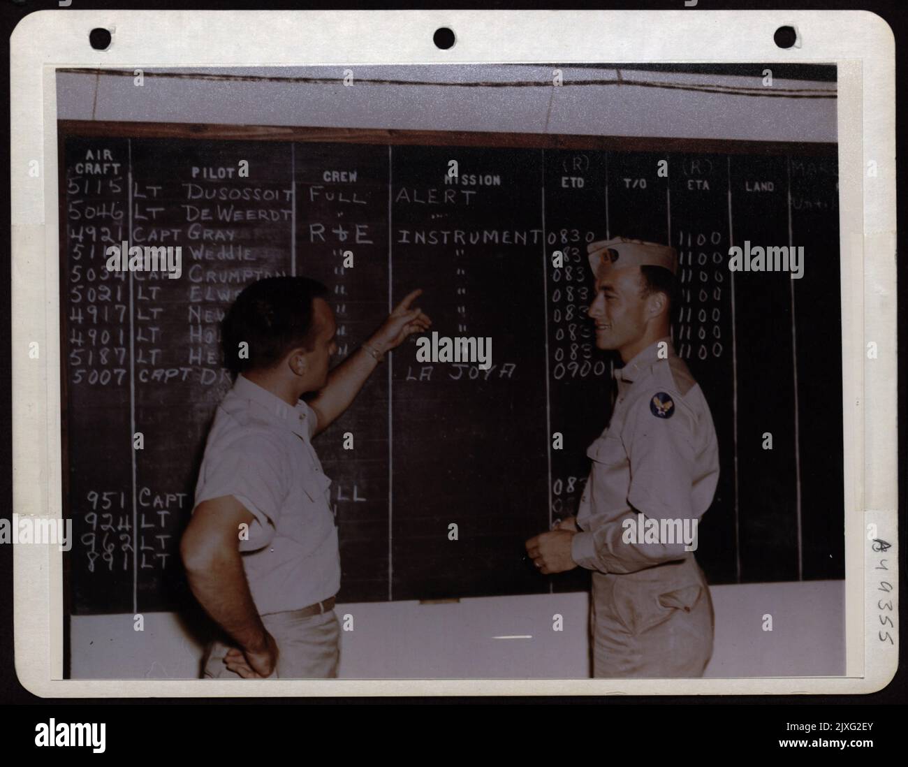 Operations Officer Explains Notations On Flight Board To Pilot And ...