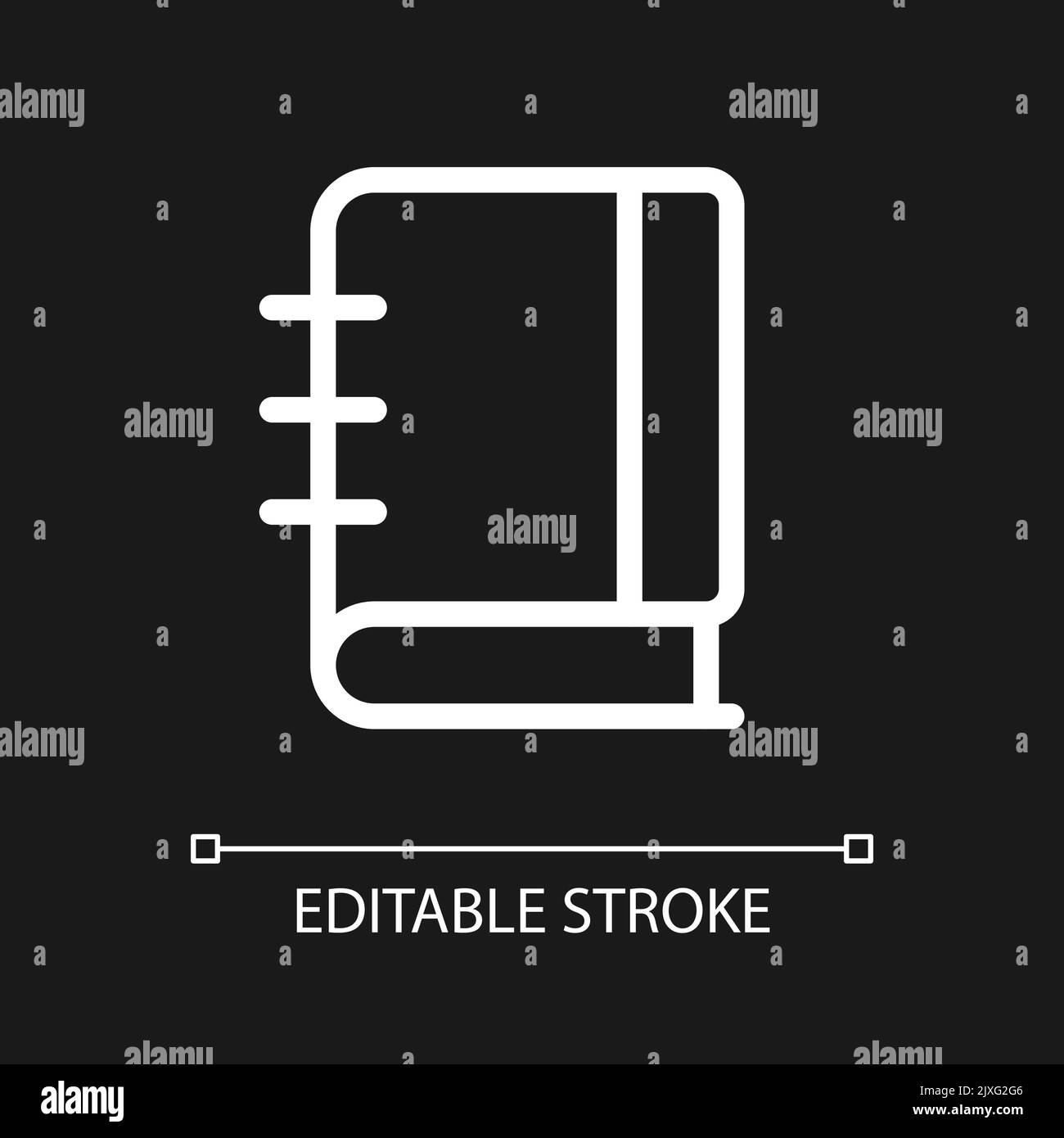 School notebook pixel perfect white linear ui icon for dark theme Stock ...