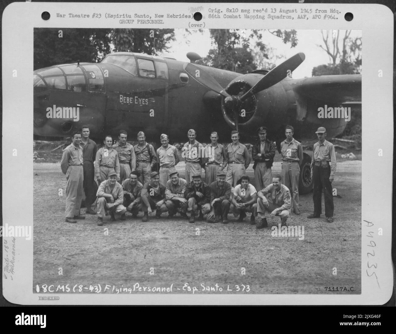 Flying Personnel Of The 18Th Combat Mapping Squadron, Pose Beside The ...