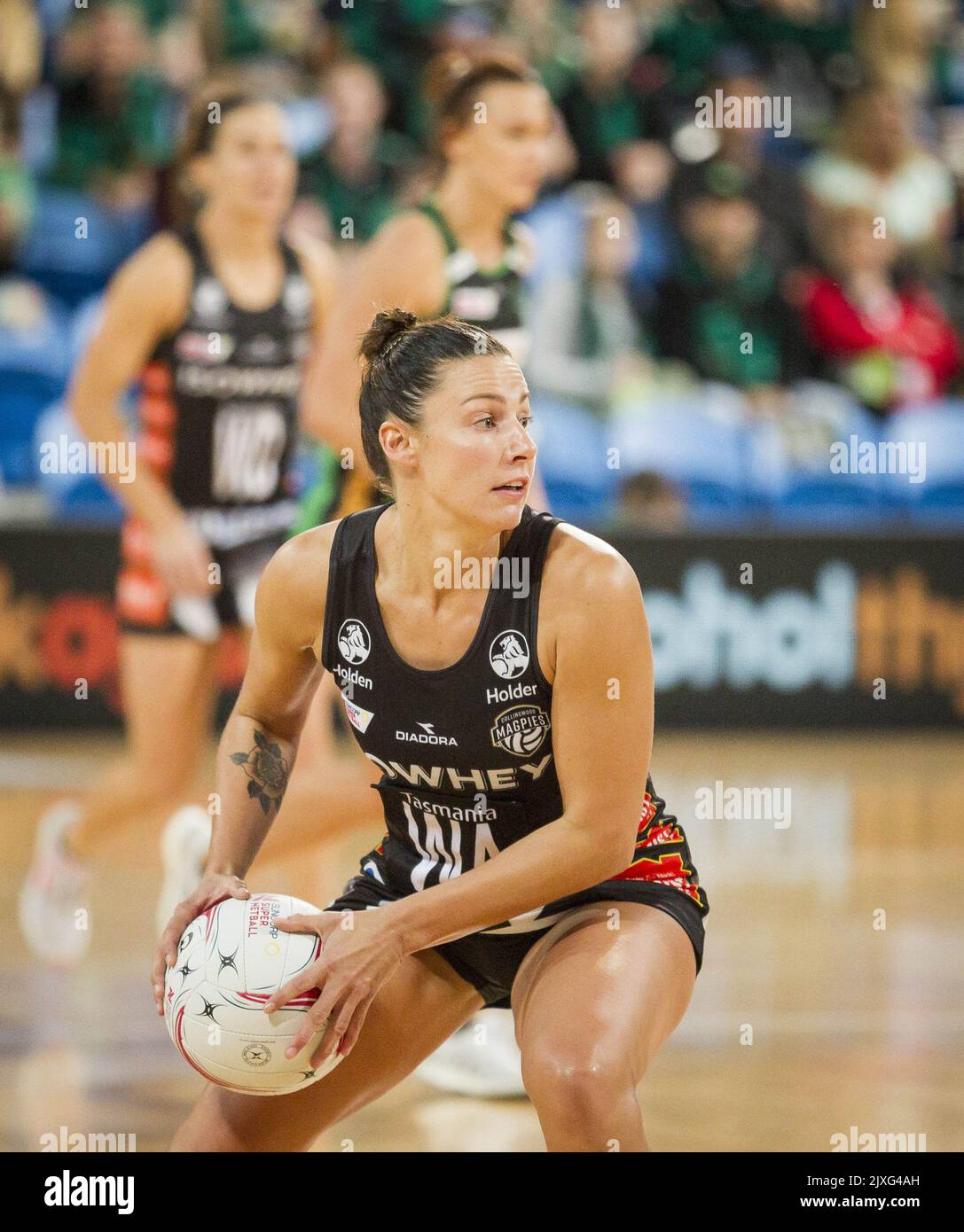 Madi Robinson of the Magpies during the Round 2 Super Netball match between the West Coast Fever ...