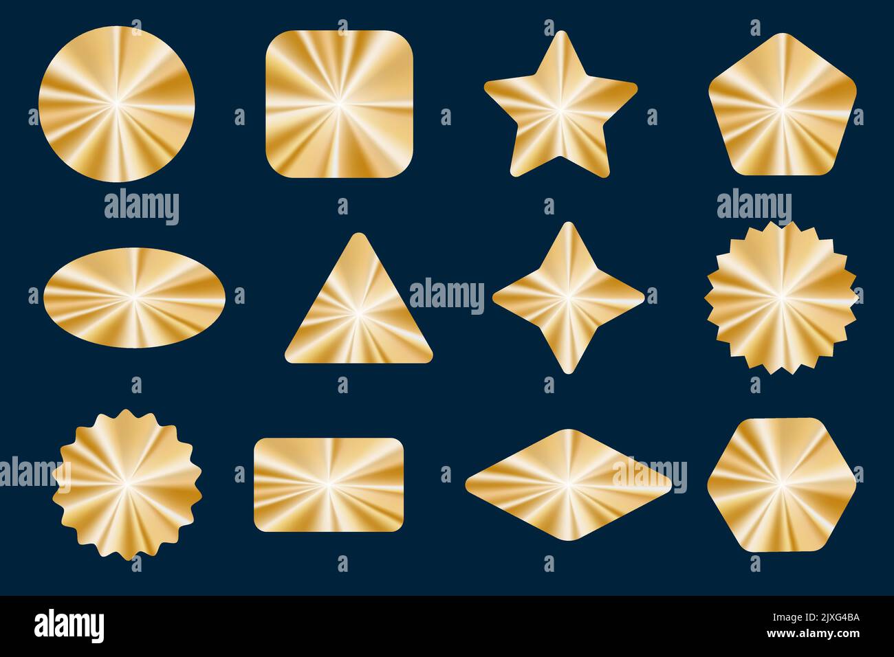 Golden stickers set. Metal badges for winner award and diploma. Label ...