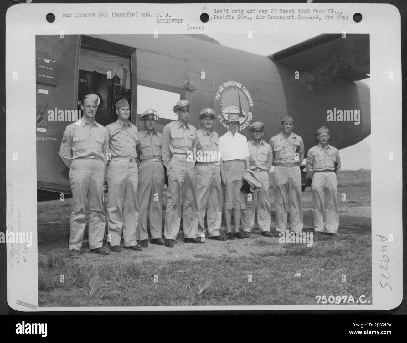 Mrs. F. D. Roosevelt Poses With The Crew Of The Plane That Took Her ...