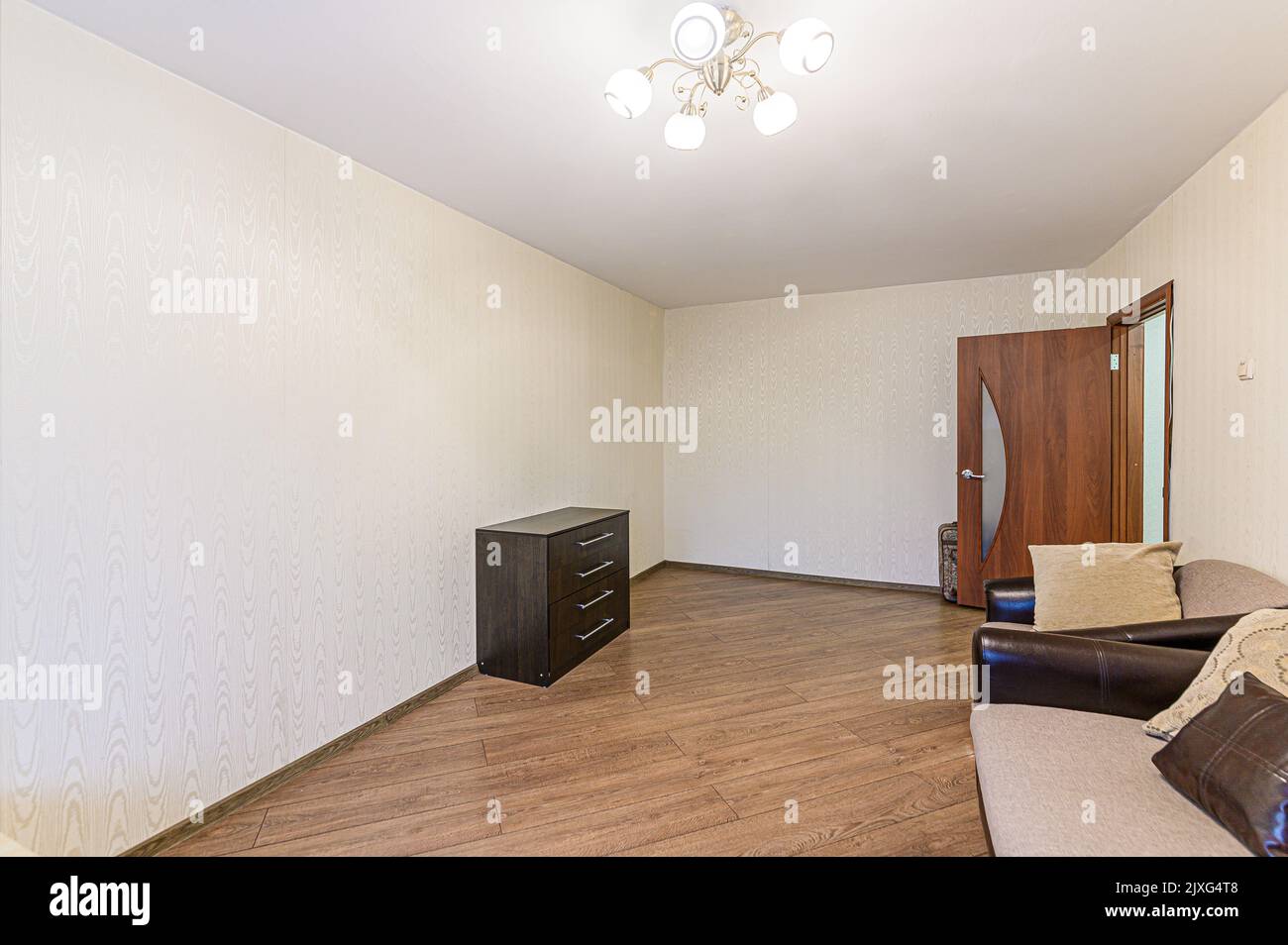 Russia, Moscow- May 21, 2020: interior apartment living room with sofa ...