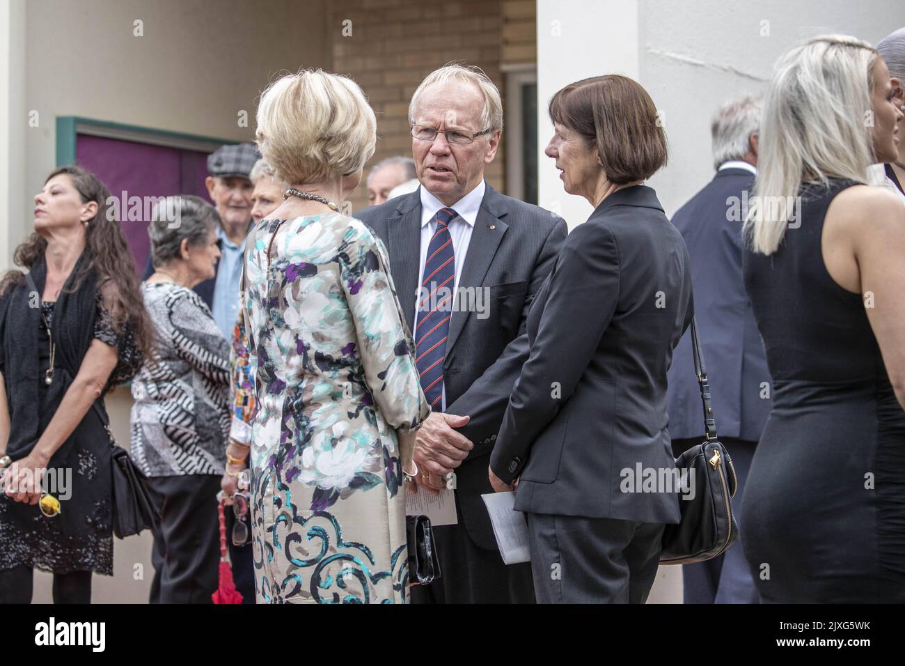 (L-R) Former Australian Governor-General Quentin Bryce speaks with ...