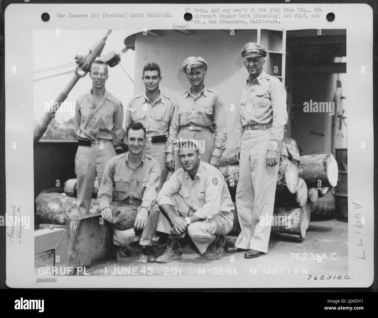 Major General Clements Mcmullen (Second From Left, Back Row) Poses With ...