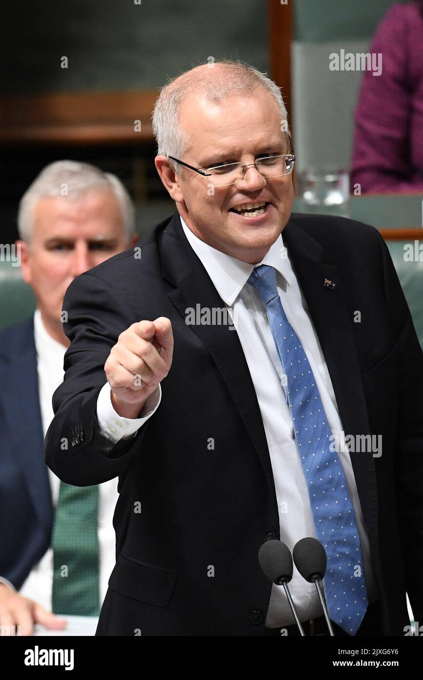 Treasurer Scott Morrison during Question Time at Parliament House in ...