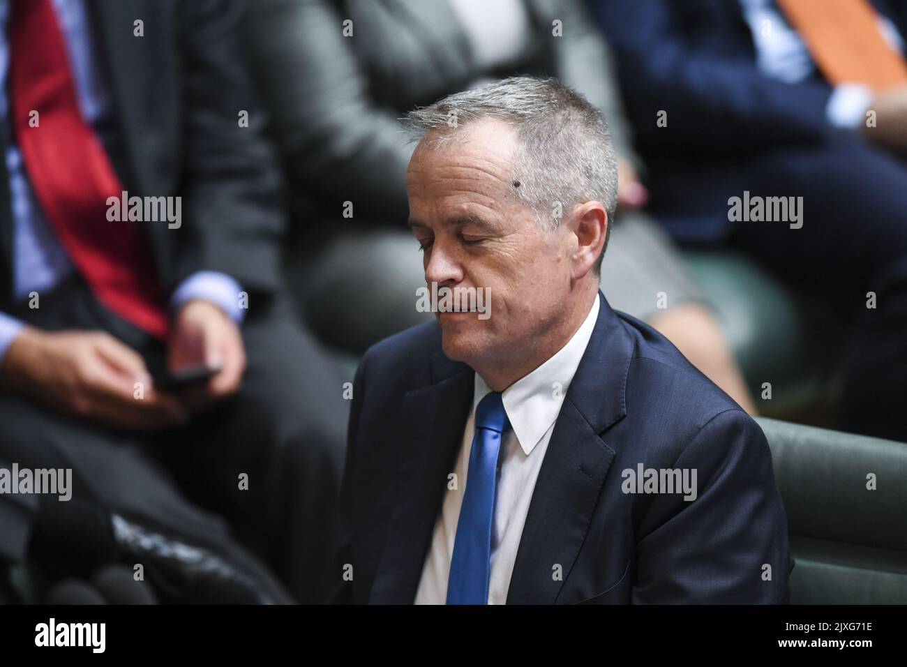 Australian Opposition Leader Bill Shorten reacts during House of ...