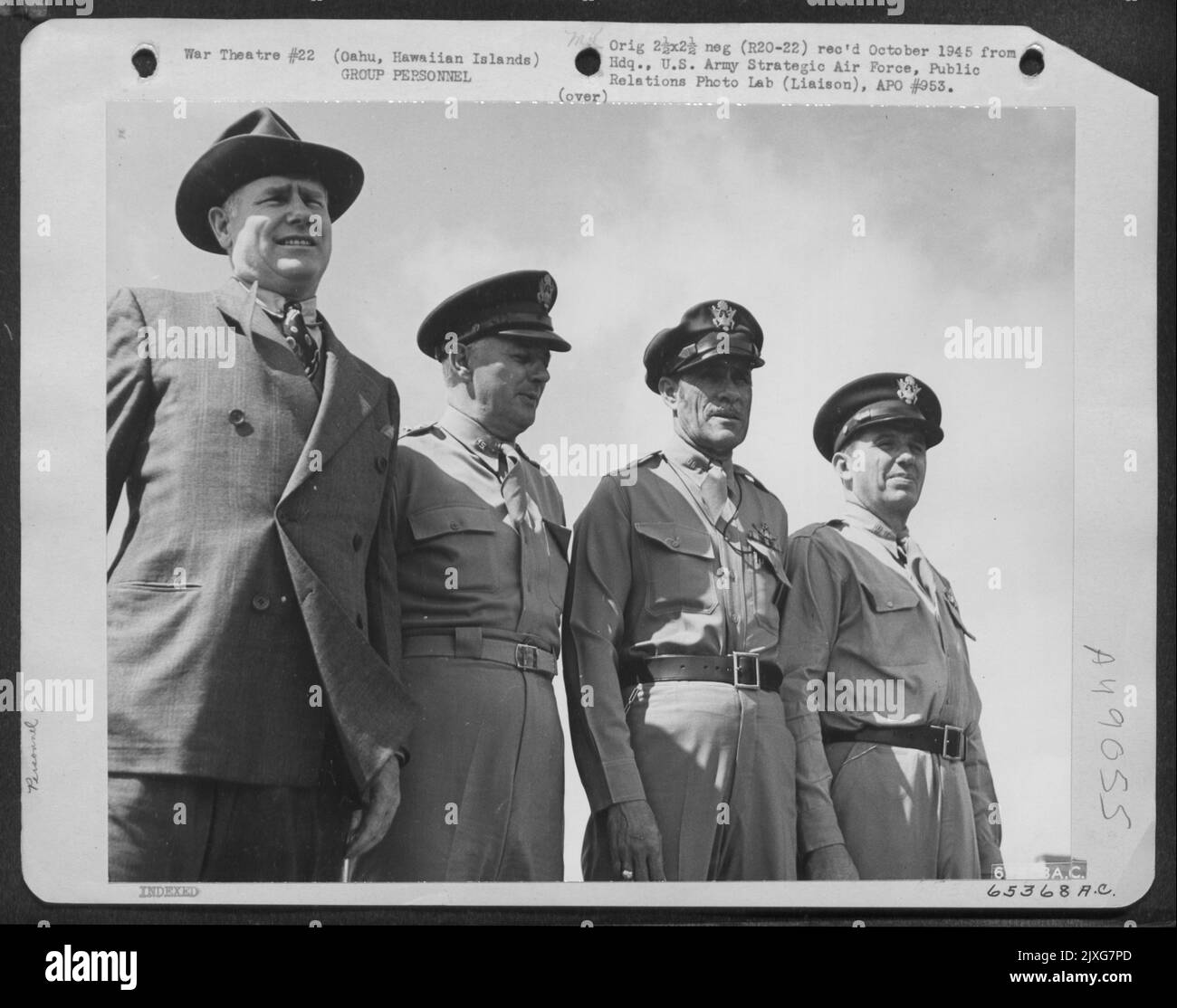 High Ranking Officers And Visitor Pose For Photographer At Hickam Field ...