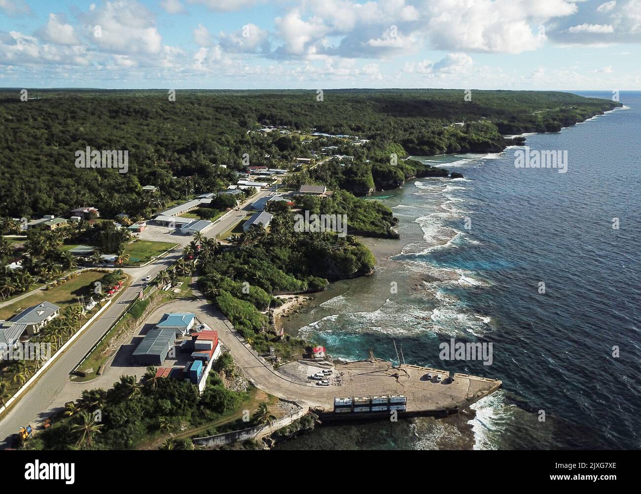 An aerial view of Alofi, the capital of Niue, Sunday, March 18, 2018 ...