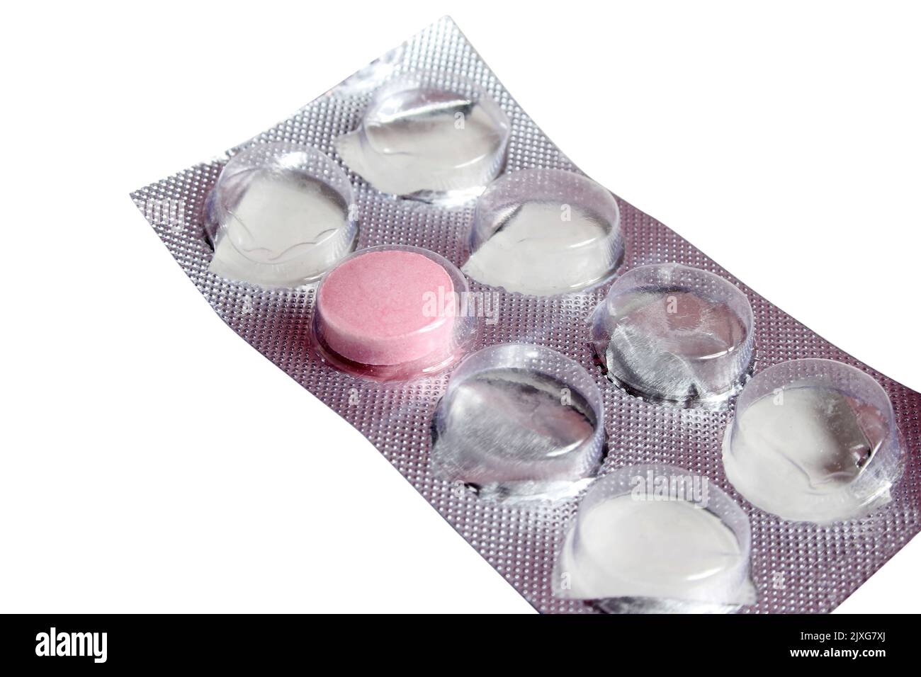 pink pill on a white background Stock Photo - Alamy