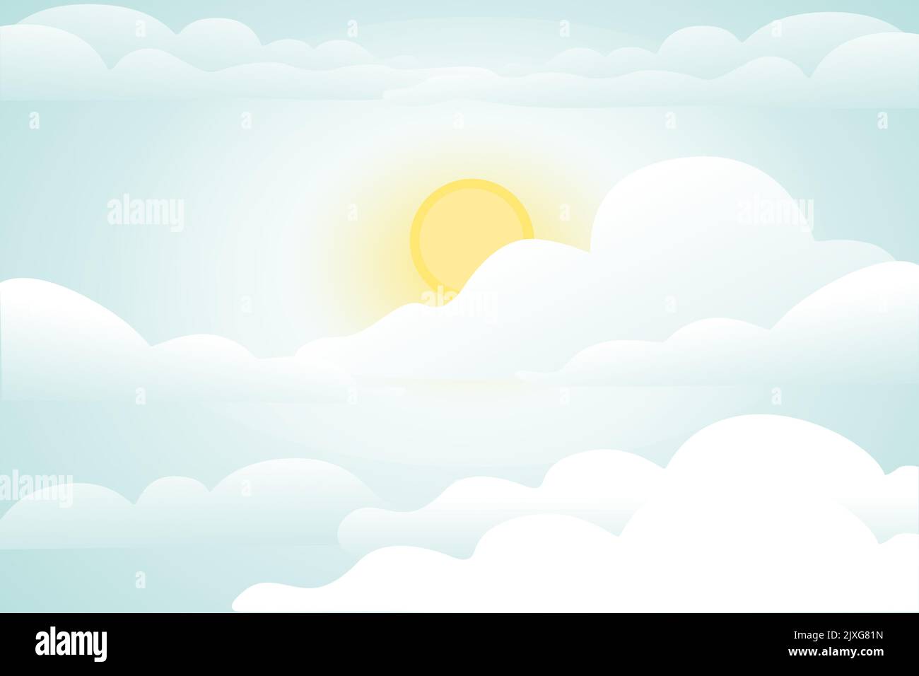 Sky with sun and cloud background daytime wide horizontal vector ...