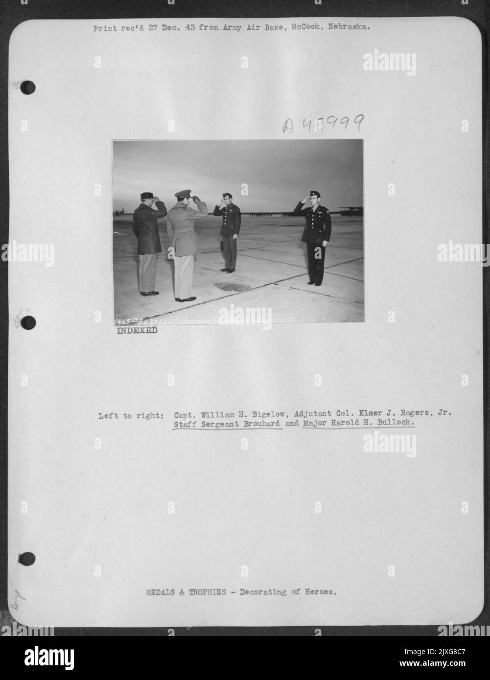 Left To Right: Capt. William H. Bigelow, Adjutant Colonel Elmer J ...