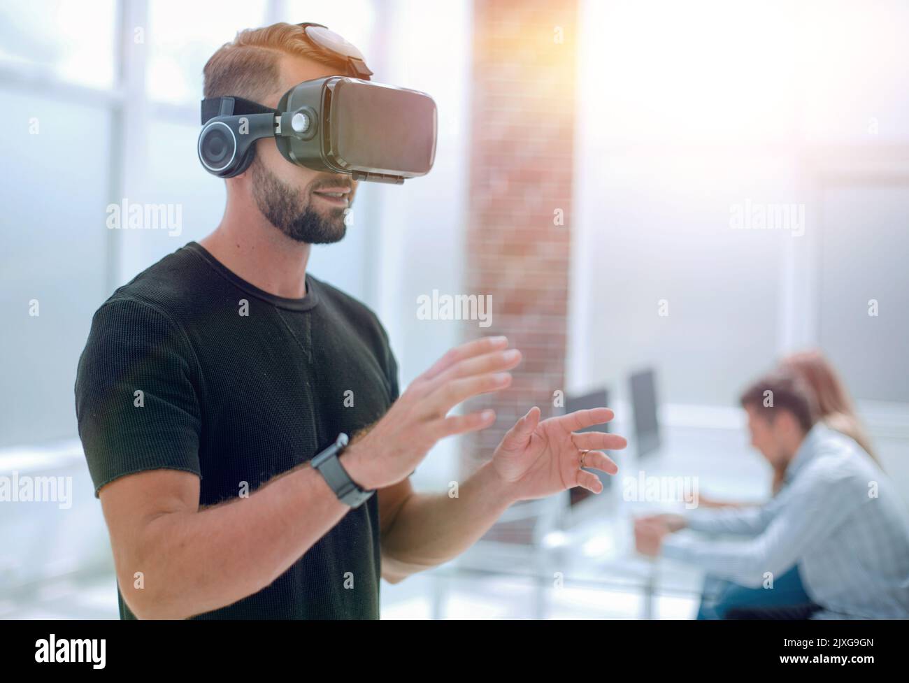 Male handsome patient with modern VR goggles Stock Photo - Alamy