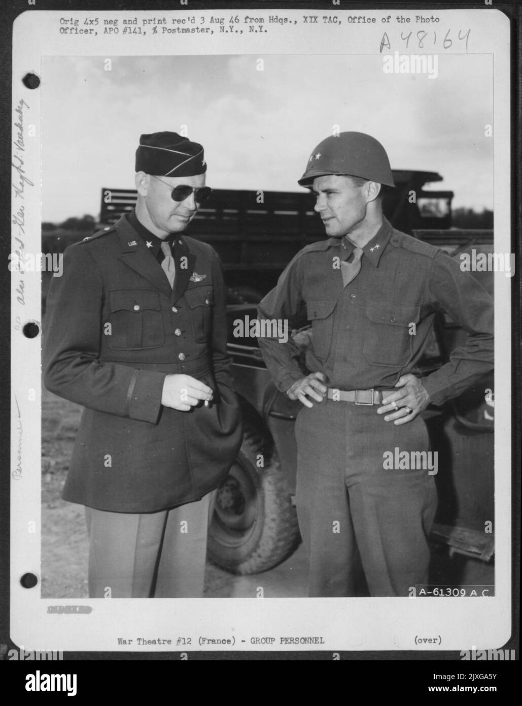 General O.P. Wyland (Left ) And General Hoyt. S. Vandenberg, Commanding ...