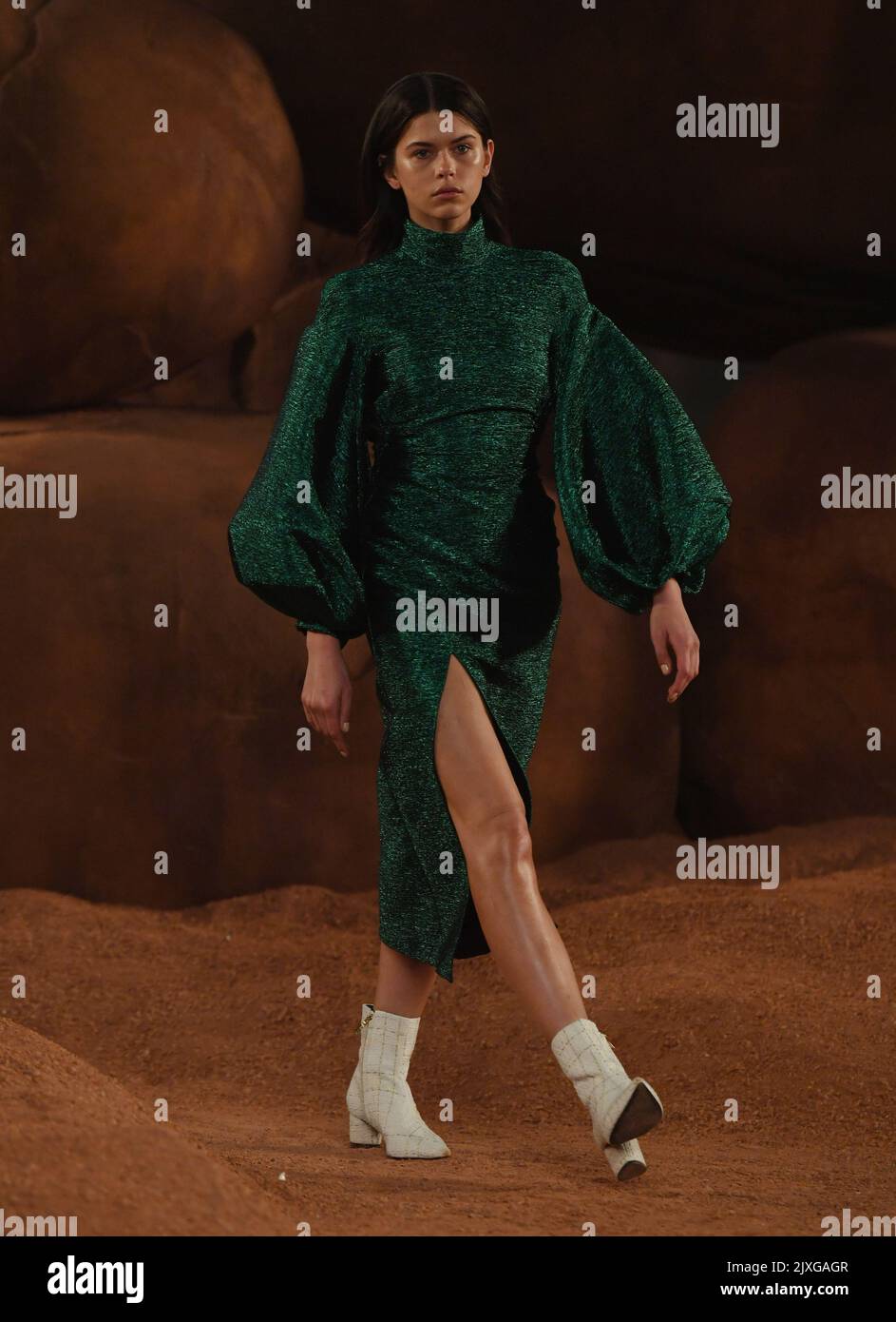 Model Georgia Fowler wears a creation by Camilla and Marc during the ...