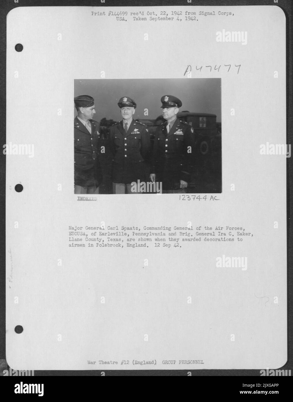 Major General Carl Spaatz, Commanding General Of The Air Forces, Euousa ...